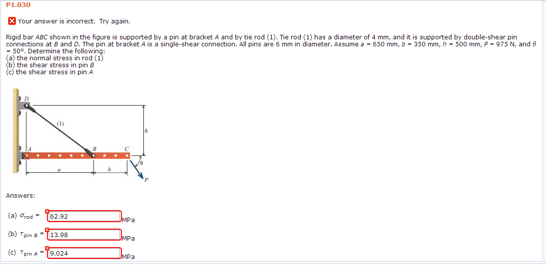 Solved Rigid bar ABC shown in the figure is supported by a | Chegg.com