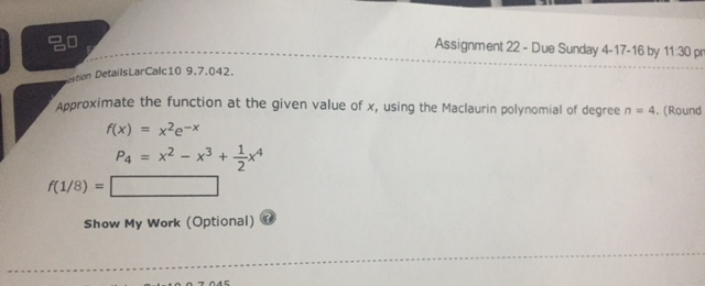 Solved Approximate the function at the given value of x, | Chegg.com
