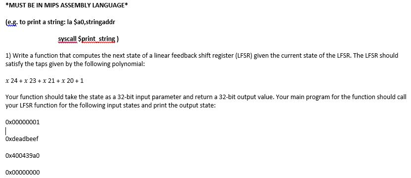 Solved Write A Function That Computes The Next State Of A