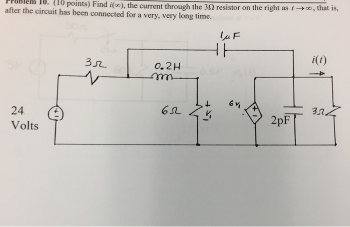 Solved Find i(infinity), the current through the 3 Ohm | Chegg.com