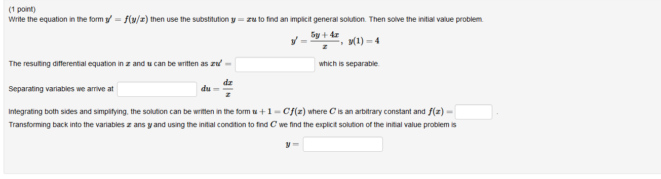 Solved Write the equation in the form y' = f(y/x) then use | Chegg.com