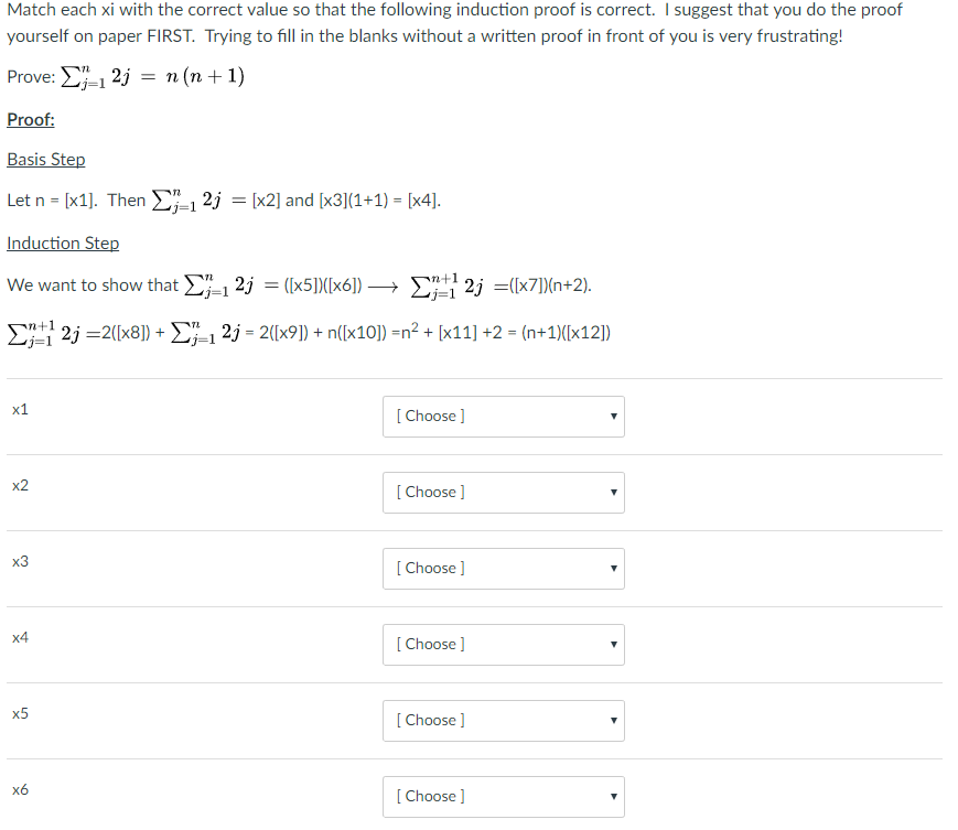 Solved Match Each Xi With The Correct Value So That The 