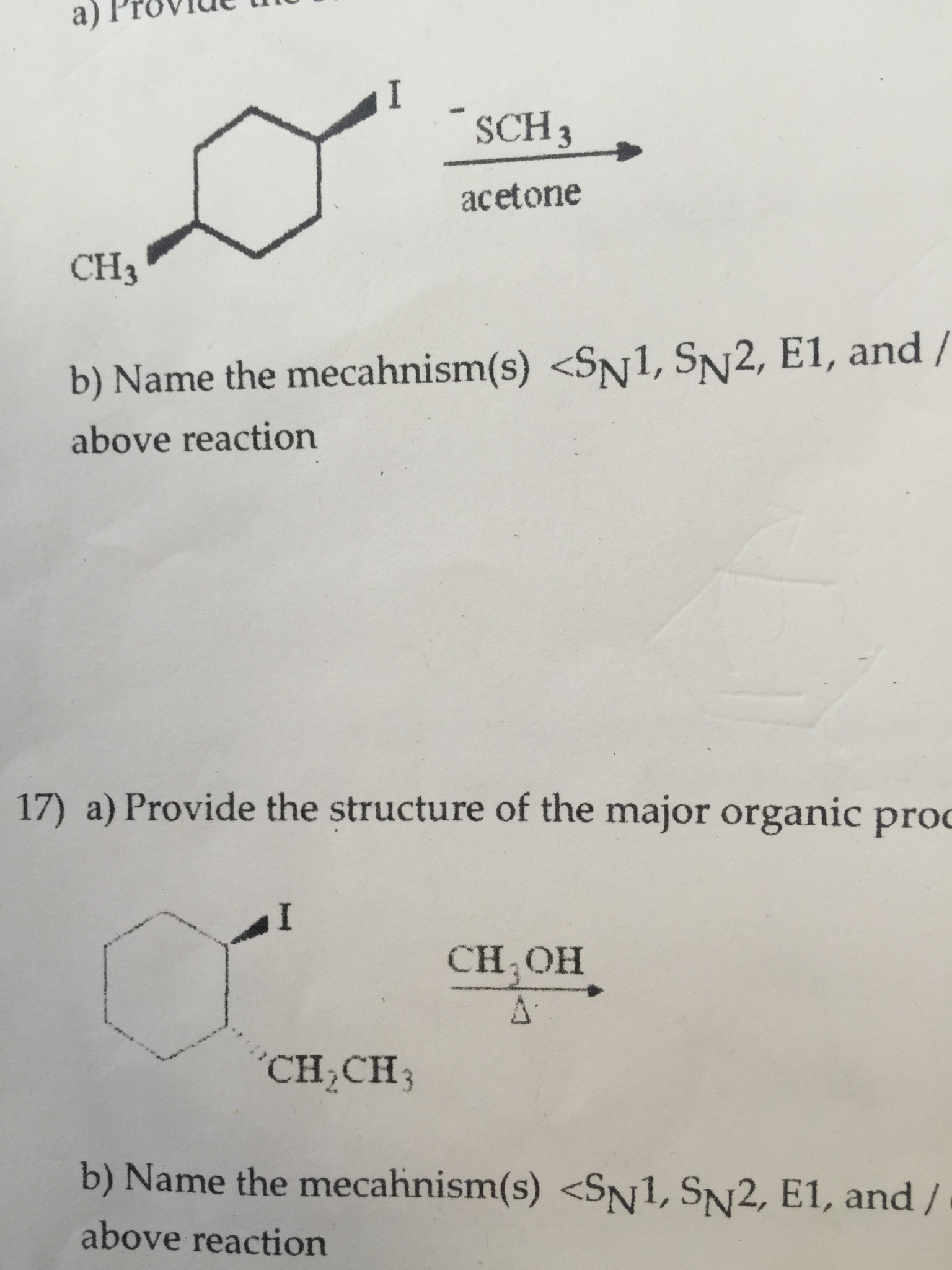 Solved A) Provide a structure of the major organic product | Chegg.com