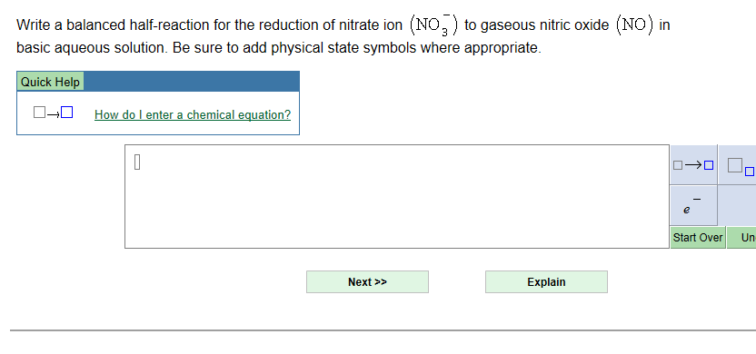 Solved Write A Balanced Half Reaction For The Reduction Of