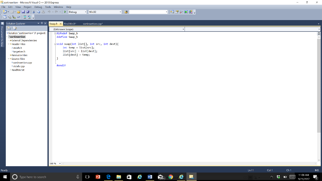 Solved The program defined in insertionSort.cpp gets a list | Chegg.com