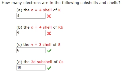 Solved How many electrons are in the following subshells and | Chegg.com