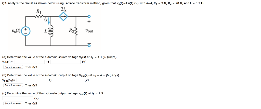 Solved Q3. Analyze the circuit as shown below using Laplace | Chegg.com