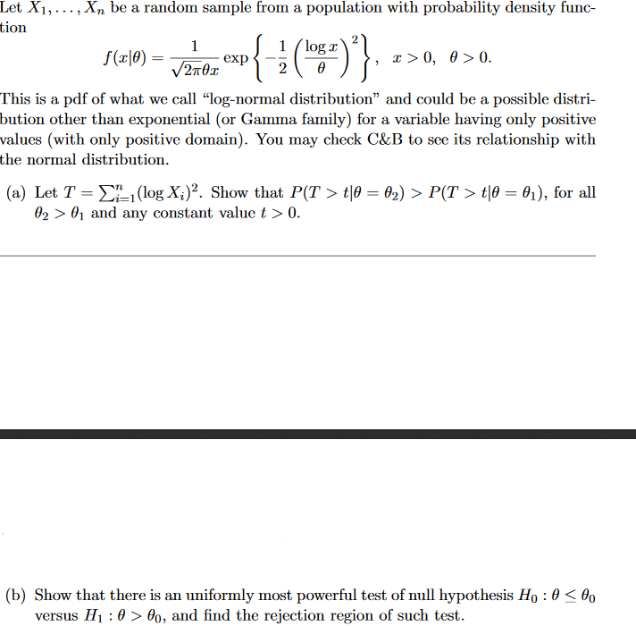 Solved Let X1,... , Xn be a random sample from a population | Chegg.com
