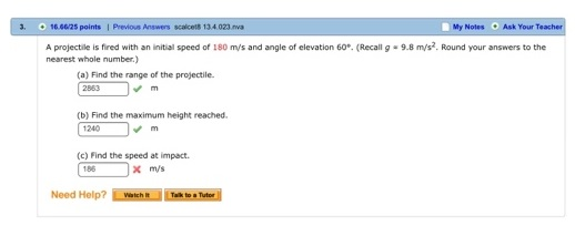 Solved A projectile is fired with an initial speed of 180 | Chegg.com