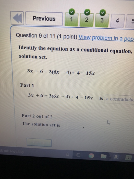 Solved Identity the equation as a conditional equation, | Chegg.com