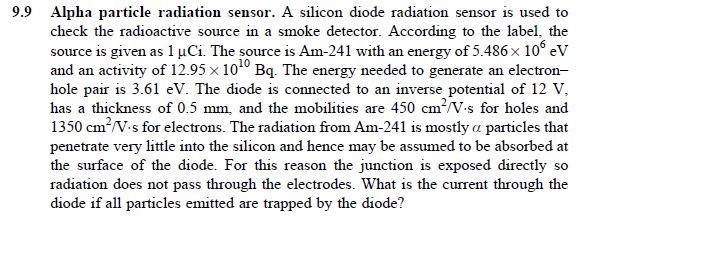 Solved Alpha particle radiation sensor. A silicon diode | Chegg.com
