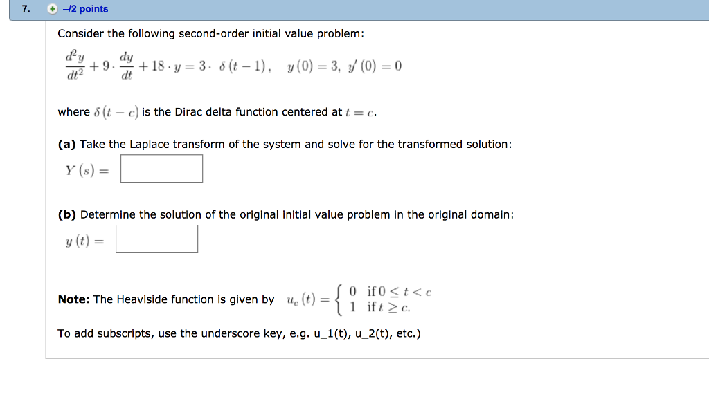 Solved -12 points Consider the following second-order | Chegg.com