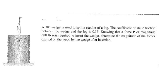 Solved A 10 degree wedge is used to split a section of a | Chegg.com