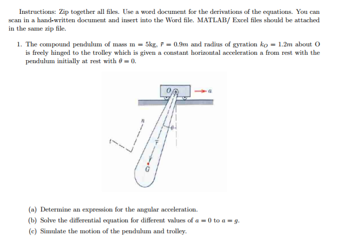 Solved The compound pendulum of mass m = 5kg. r^bar = 0.9m | Chegg.com