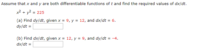 Solved Assume that x and y are both differentiable functions | Chegg.com