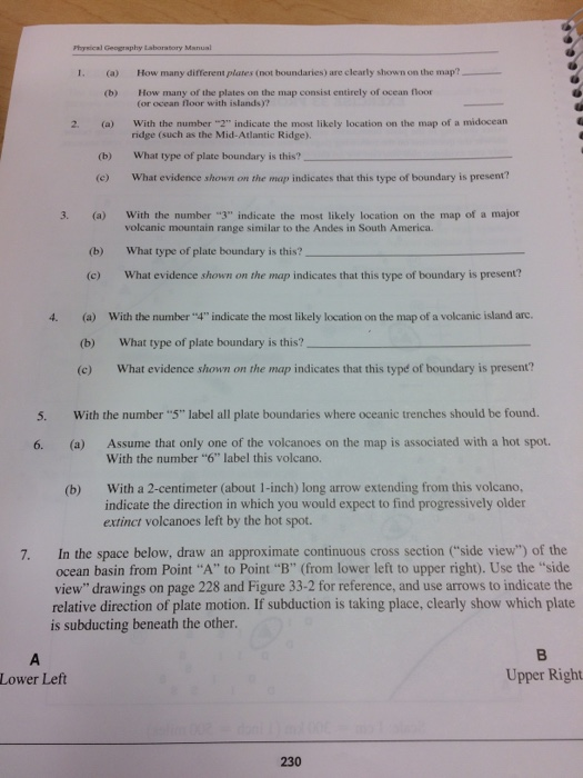 Solved After drawing in the plate boundaries on the tectonic | Chegg.com
