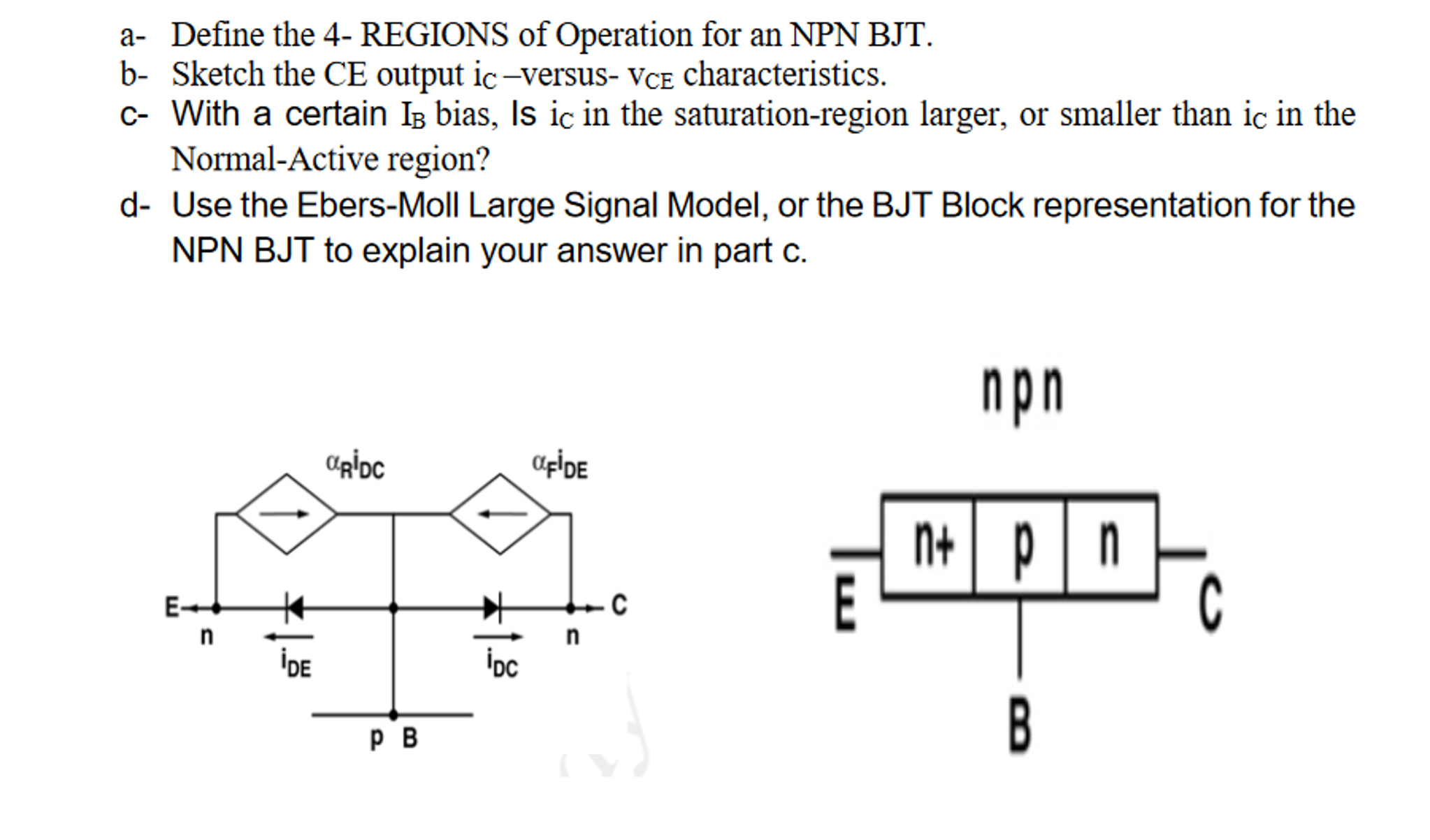 Solved Define the 4- REGIONS of Operation for an NPN BJT. | Chegg.com