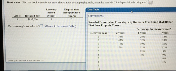 Solved Book value Find the book value for the asset shown in | Chegg.com