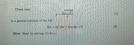 Solved Check that is a general solution of the D Hint: Start | Chegg.com