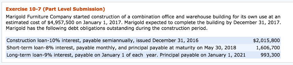 Solved Exercise 10-7 (Part Level Submission) Marigold | Chegg.com
