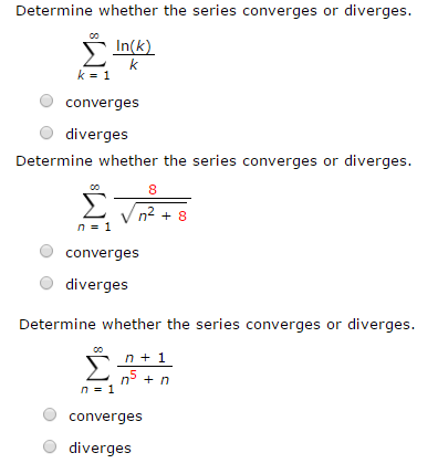 Solved Determine whether the series converges or diverges. | Chegg.com