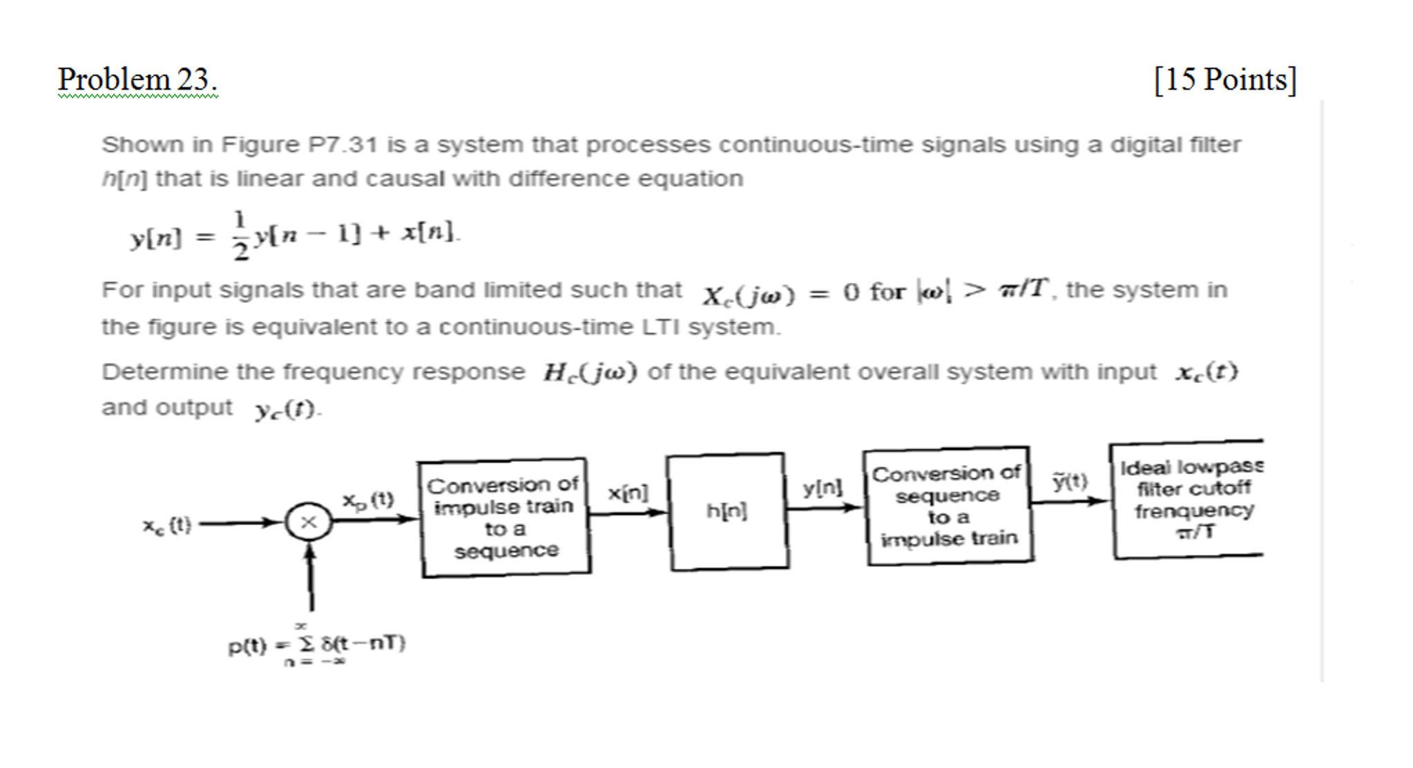 Solved Shown in Figure P7.31 is a system that processes | Chegg.com