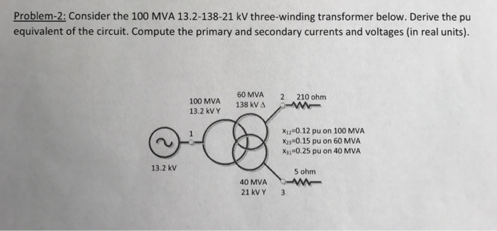 Solved Problem-2: Consider the 100 MVA 13.2-138-21 kV | Chegg.com