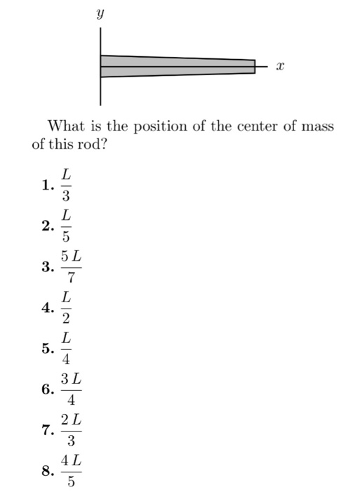 Solved A non-uniform rod has mass M and length L. If one end | Chegg.com