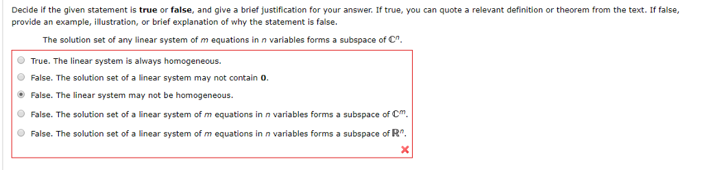 Solved Decide if the given statement is true or false, and | Chegg.com