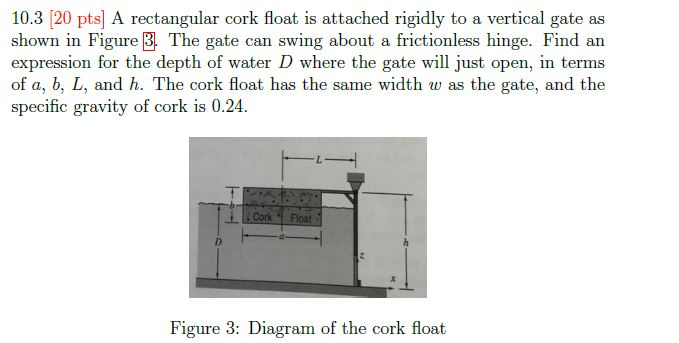Solved A rectangular cork float is attached rigidly to a | Chegg.com