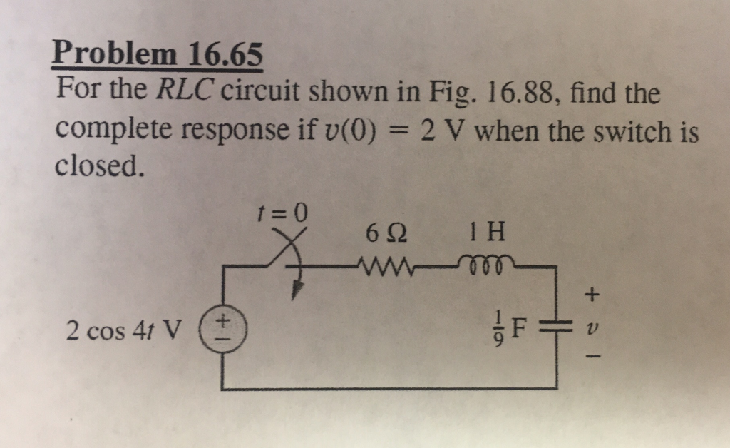 Solved For the RLC circuit shown in Fig. 16.88, find the | Chegg.com