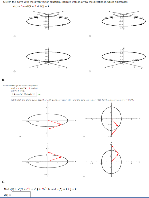 Solved Sketch The Curve With The Given Vector Equation