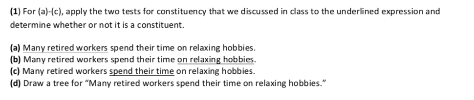 Solved Language Constituent tests 1. question and answer | Chegg.com