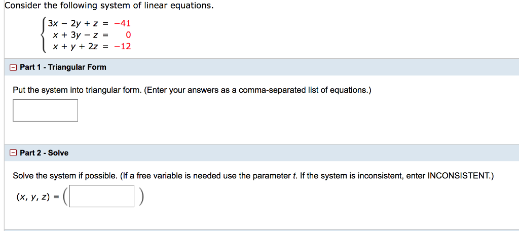 Solved Consider the following system of linear equations 3x | Chegg.com