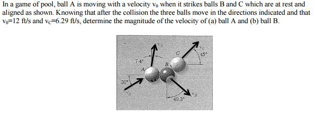 Solved In a game of pool, ball A is moving with a velocity | Chegg.com