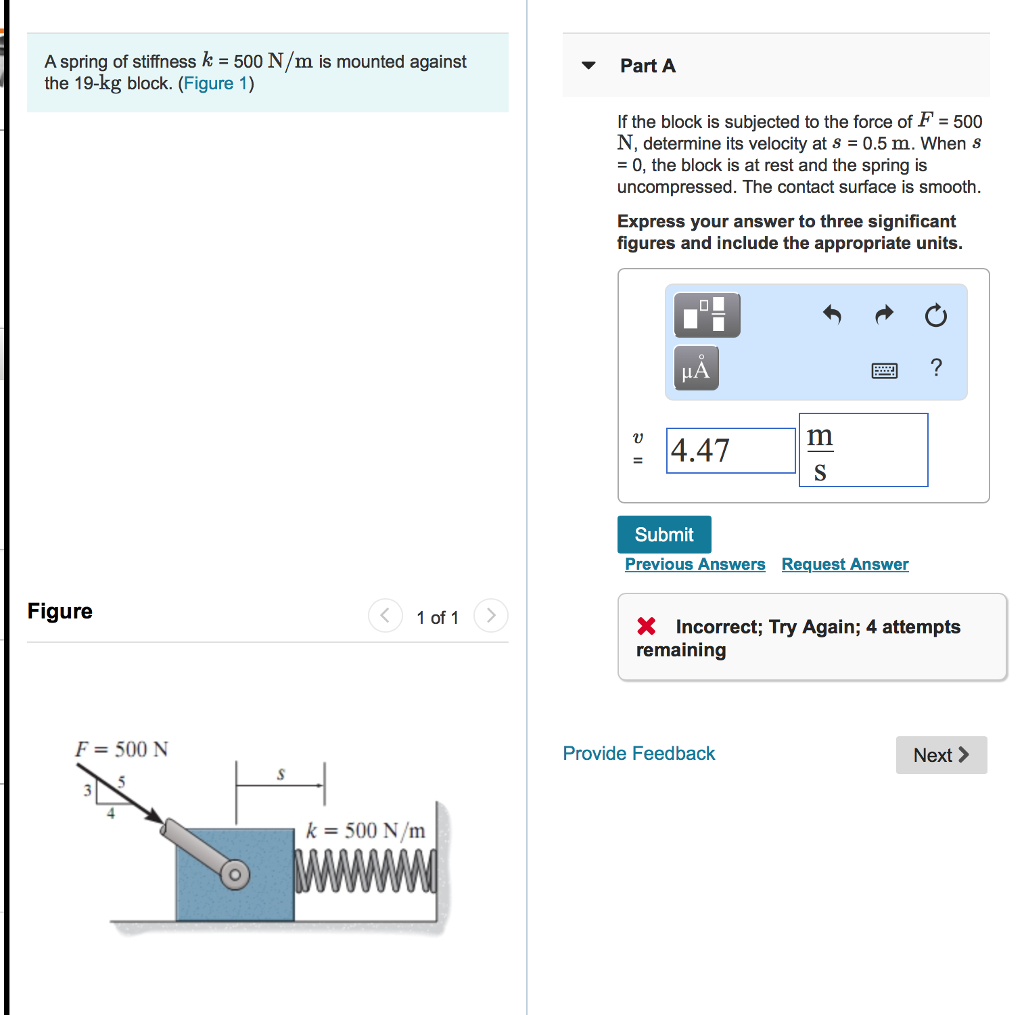 Solved A spring of stiffness k -500 N/m is mounted against | Chegg.com