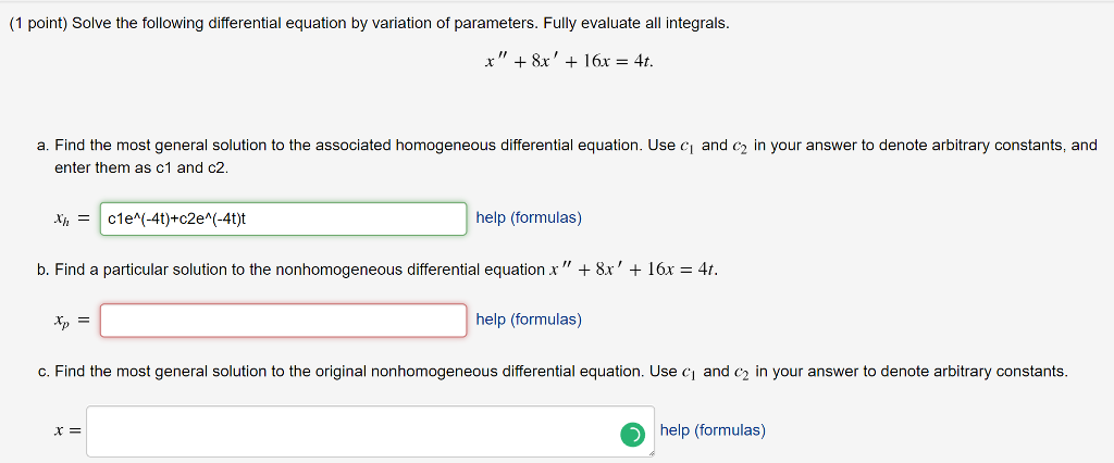 Solved (1 point) Solve the following differential equation | Chegg.com