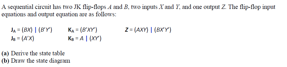 Solved A sequential circuit has two JK flip-flops A and B, | Chegg.com