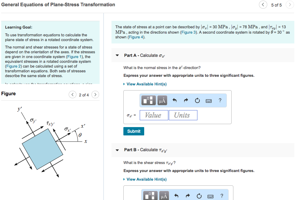 Solved General Equations of Plane-Stress Transformation 5 of | Chegg.com
