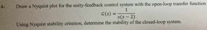 Solved Draw a Nyquist plot for the unity-feedback control | Chegg.com