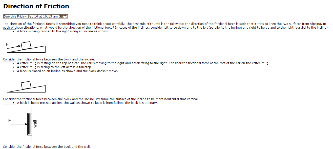 Solved The direction of the frictional forces is something | Chegg.com