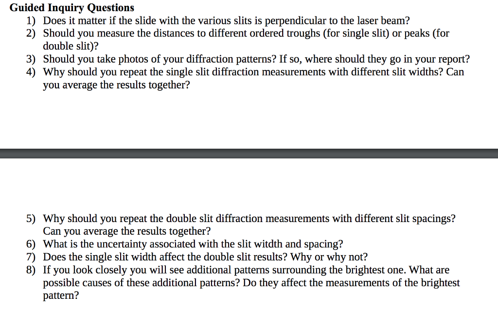 Guided Inquiry Questions 1) Does it matter if the | Chegg.com