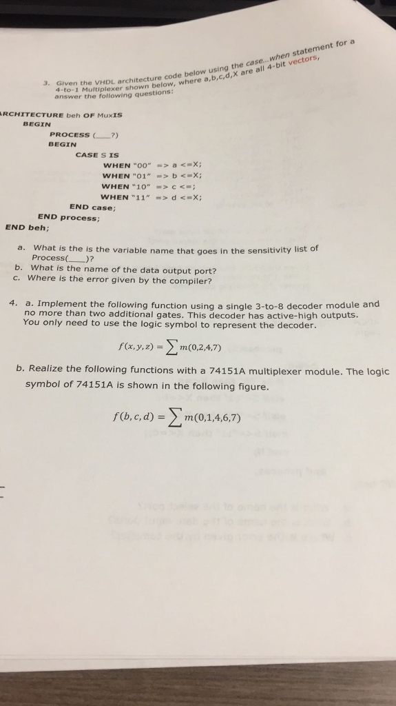Solved Given the VHDL architecture code below using the | Chegg.com