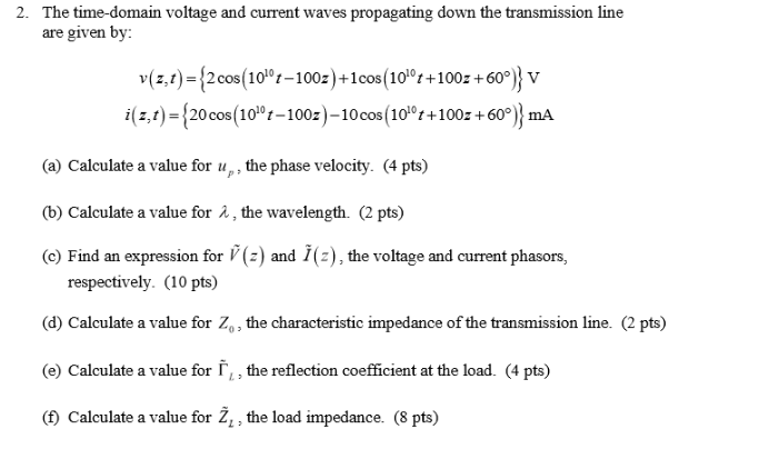 Solved The time-domain voltage and current waves propagating | Chegg.com