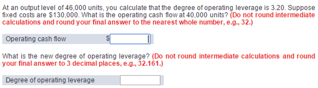 Solved At an output level of 46.000 units, you calculate | Chegg.com