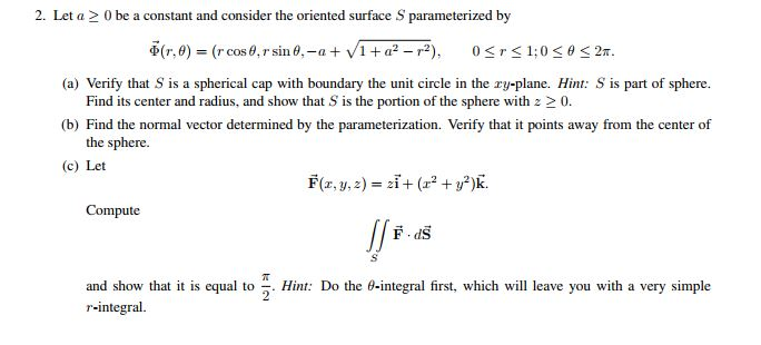 Solved 2. Let a 2 0 be a constant and consider the oriented | Chegg.com