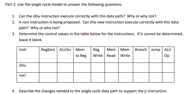 Solved Use The Single Cycle Model To Answer The Following 