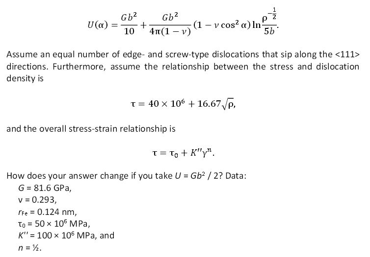 Solved Calculate the total self-energy of the dislocations | Chegg.com
