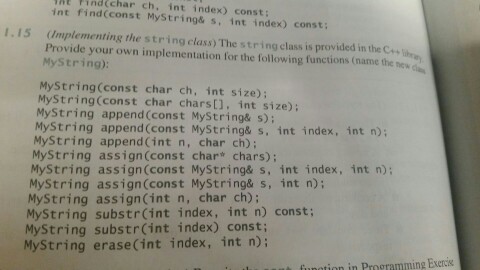 Solved The string class is provided in the C++ library | Chegg.com