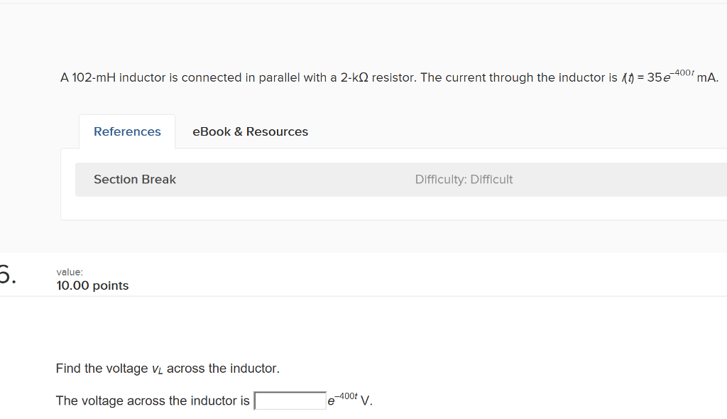 Solved A 102-mH inductor is connected in parallel with a | Chegg.com